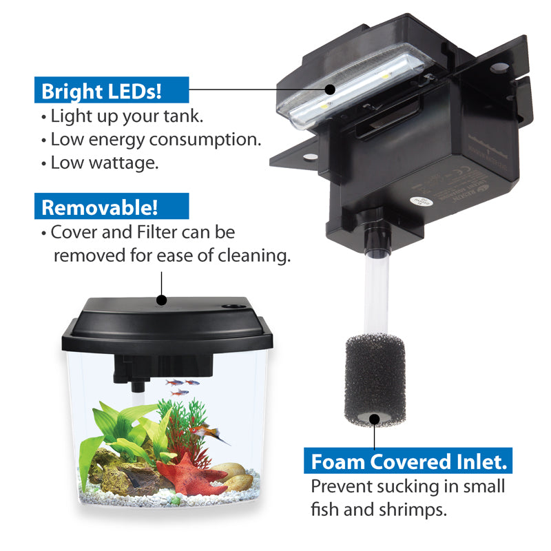 [Resun] 3.8L/9.5L Lucent Tabletop Aquarium Fish Tank (with LED Lights ...